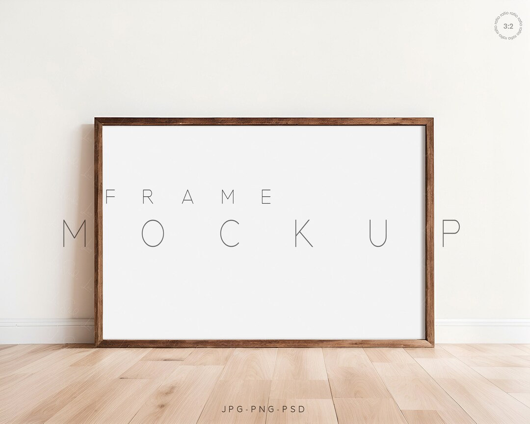 3x2 Frame Mockup, Minimalist Wood Frame Mockup, Horizontal Frame Mockup ...