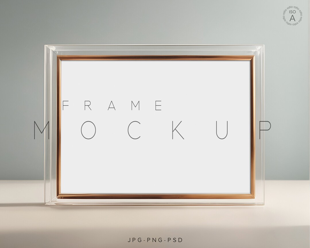A4 Glass Frame Mockup, Clear Frame Mockup, Minimalist Glass Frame ...