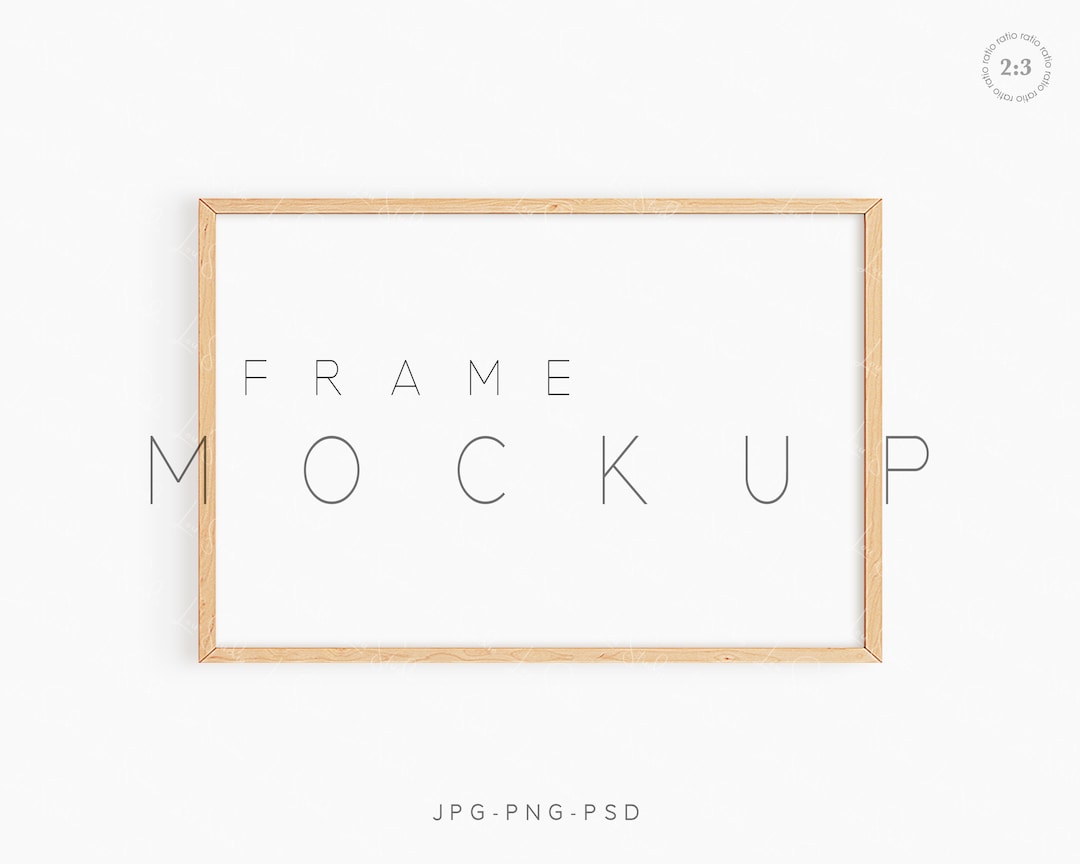 2x3 Frame Mockup, Minimalist Wood Frame Mockup, Horizontal Frame Mockup ...