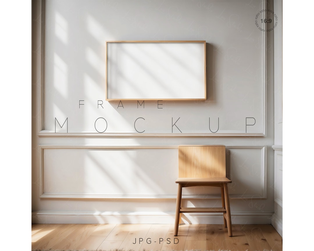 16x9 Wood Frame Mockup, Shadow Overlay (PSD, JPEG) - Etsy
