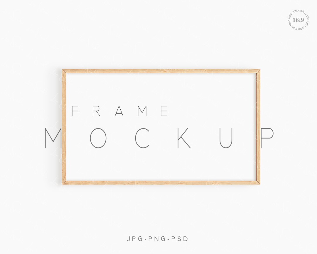 16x9 Frame Mockup, Minimalist Wood Frame Mockup, Horizontal Frame ...