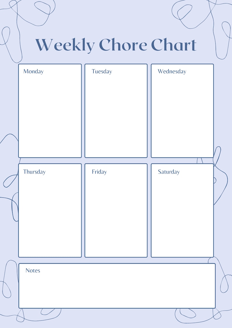 Weekly Printable Chore Chart - Weekly Organiser.,weekly Organizer ...