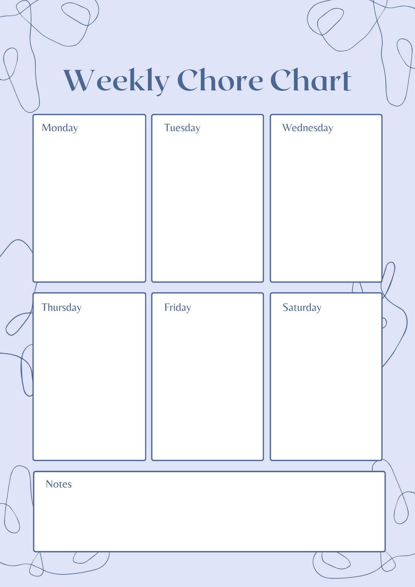 Weekly Printable Chore Chart - Weekly Organiser.,weekly Organizer ...