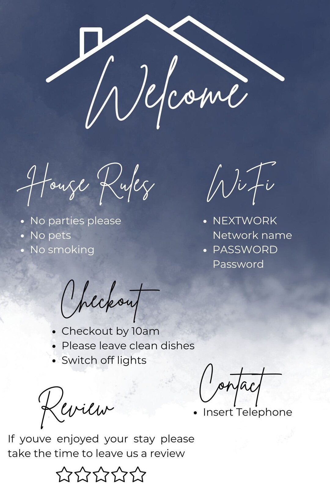 Air Bnb Welcome Sign/ Printable Template/ Editable Template/welcome ...