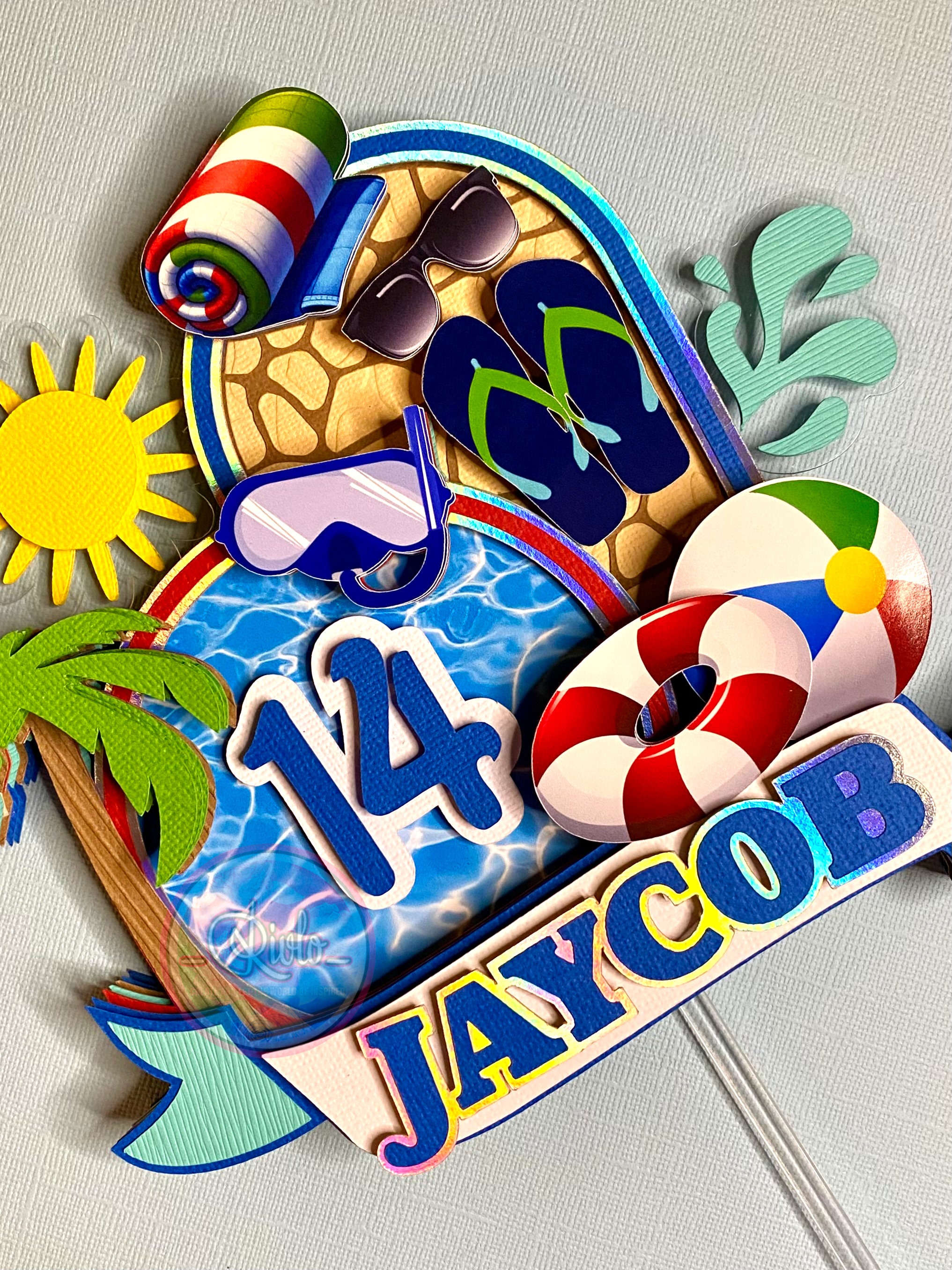 Handmade Pool Party Cake Topper: Personalized Summer Birthday ...