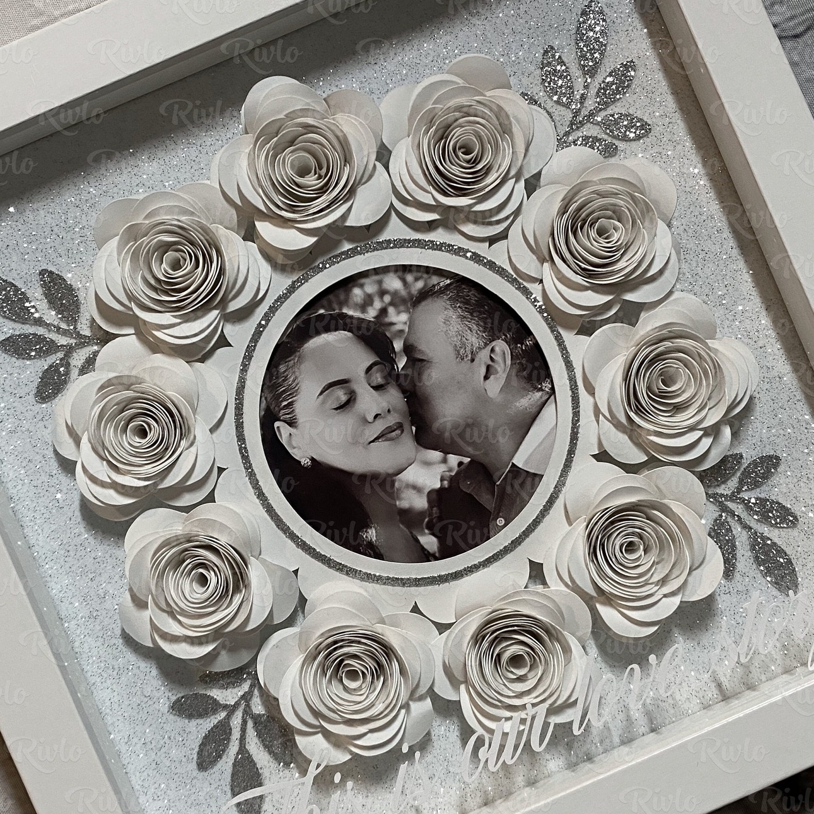 Floral Shadow Box Shadow Box Frame Anniversary Rose Frame Wedding Rose ...