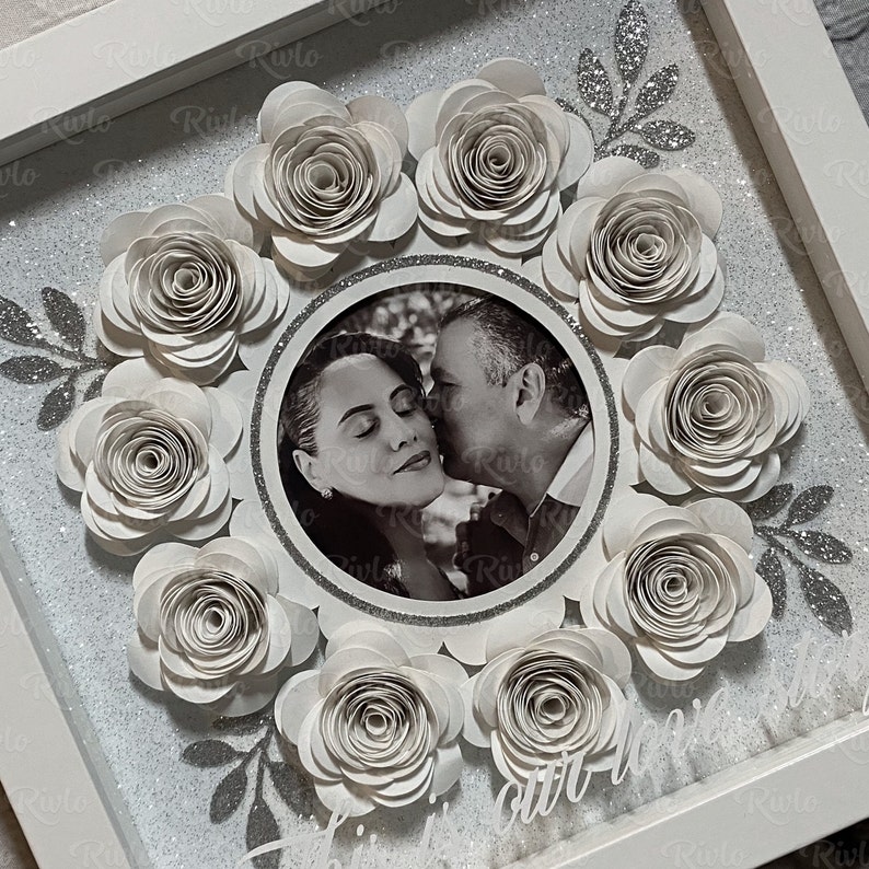 Floral Shadow Box Shadow Box Frame Anniversary Rose Frame Wedding Rose ...