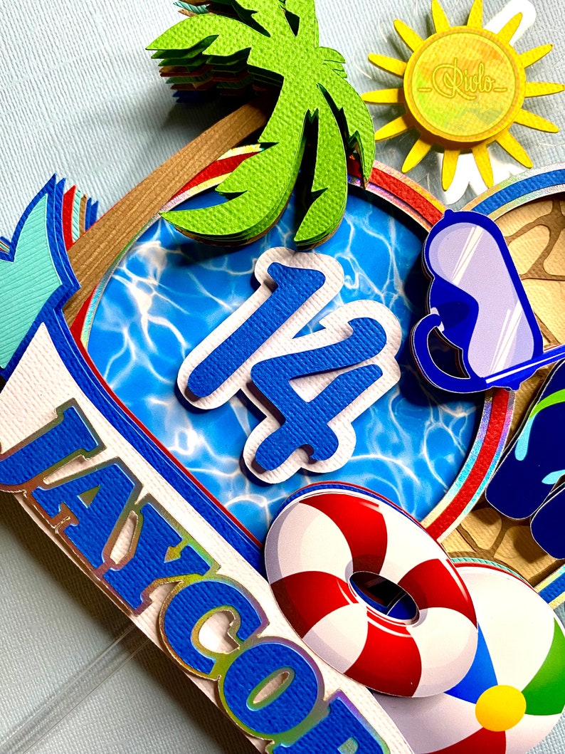 Handmade Pool Party Cake Topper: Personalized Summer Birthday ...