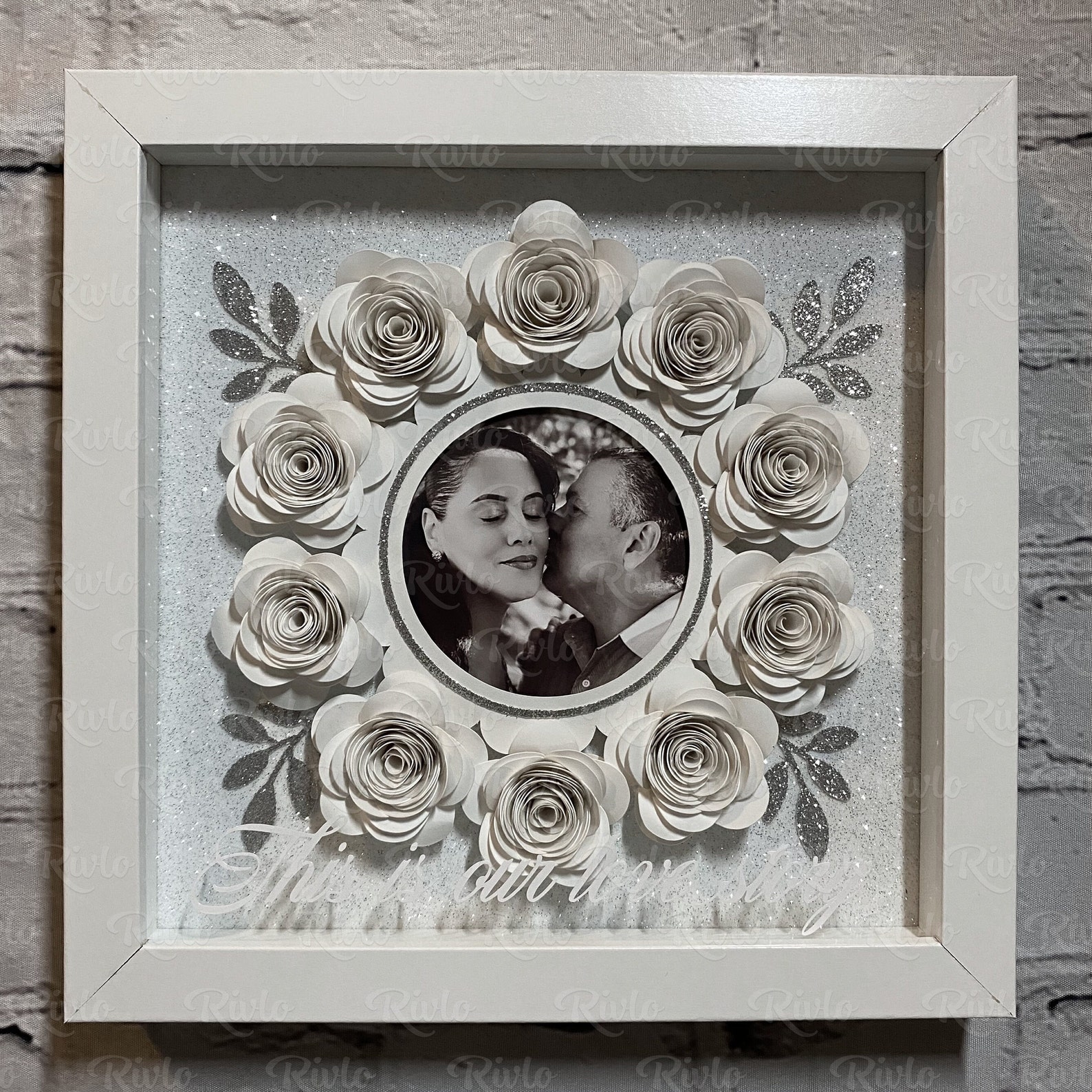 Floral Shadow Box Shadow Box Frame Anniversary Rose Frame Wedding Rose ...