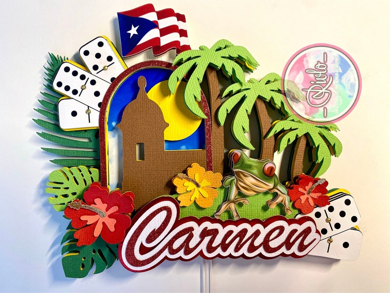Puerto Rico Cake Toppers Boricua Party Favor Dominos Cake Topper Custom ...