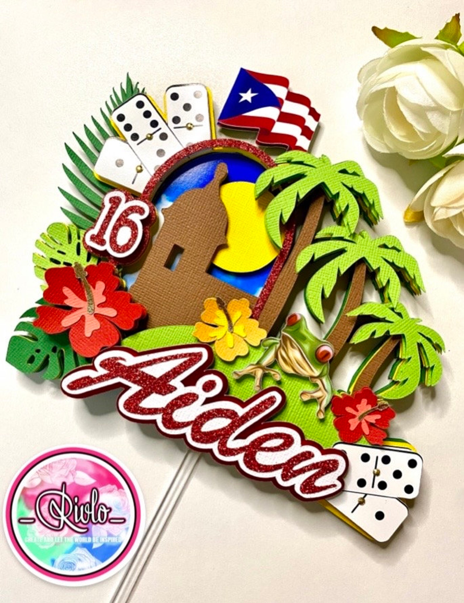 Puerto Rico Cake Toppers Boricua Party Favor Dominos Cake Topper Custom ...