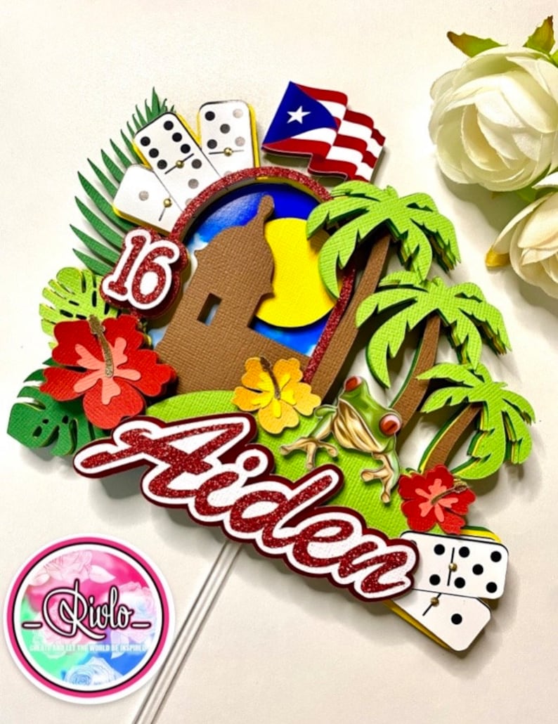 Puerto Rico Cake Toppers Boricua Party Favor Dominos Cake Topper Custom ...