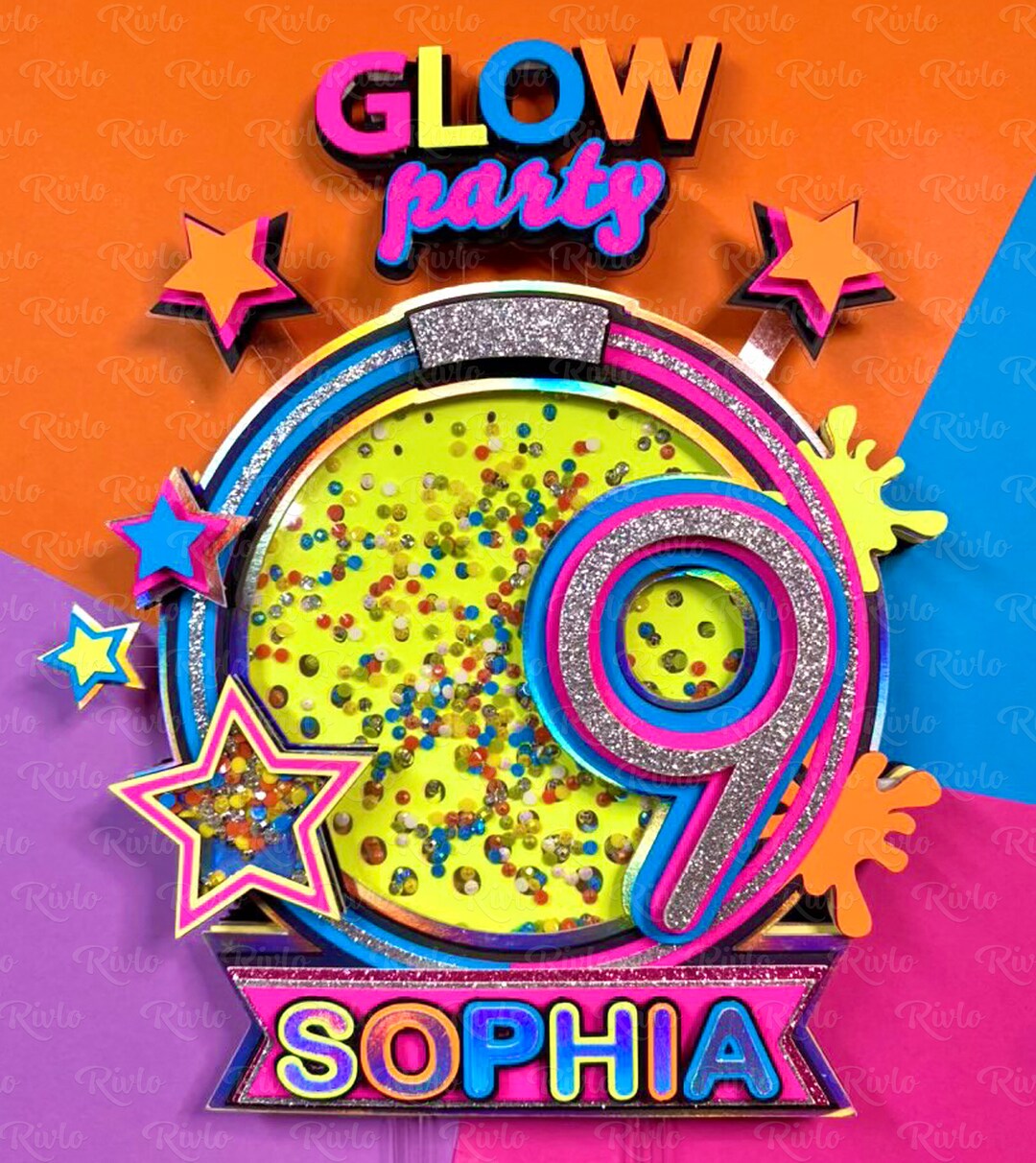 Glow Cake Topper Neon Cake Topper Neon Glow in Dark Cake Topper Custom ...