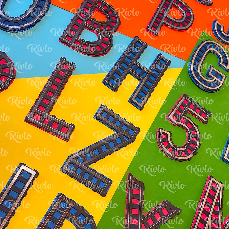 Train Track Alphanumeric SVG Bundle: 3D Layer Cut File (digital ...