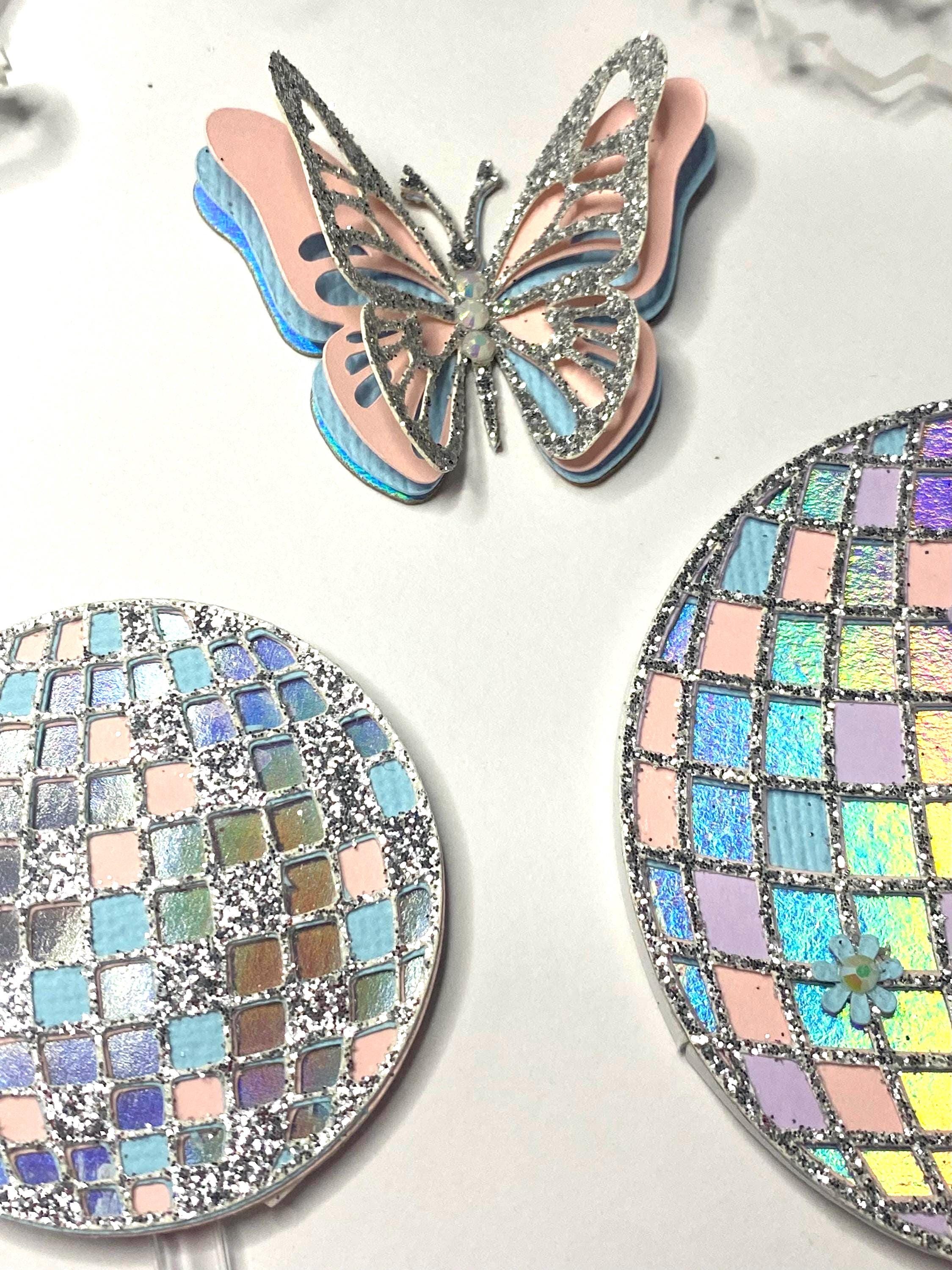 Floral Disco Ball SVG Bundle: Butterfly, Retro Groovy Designs (digital ...