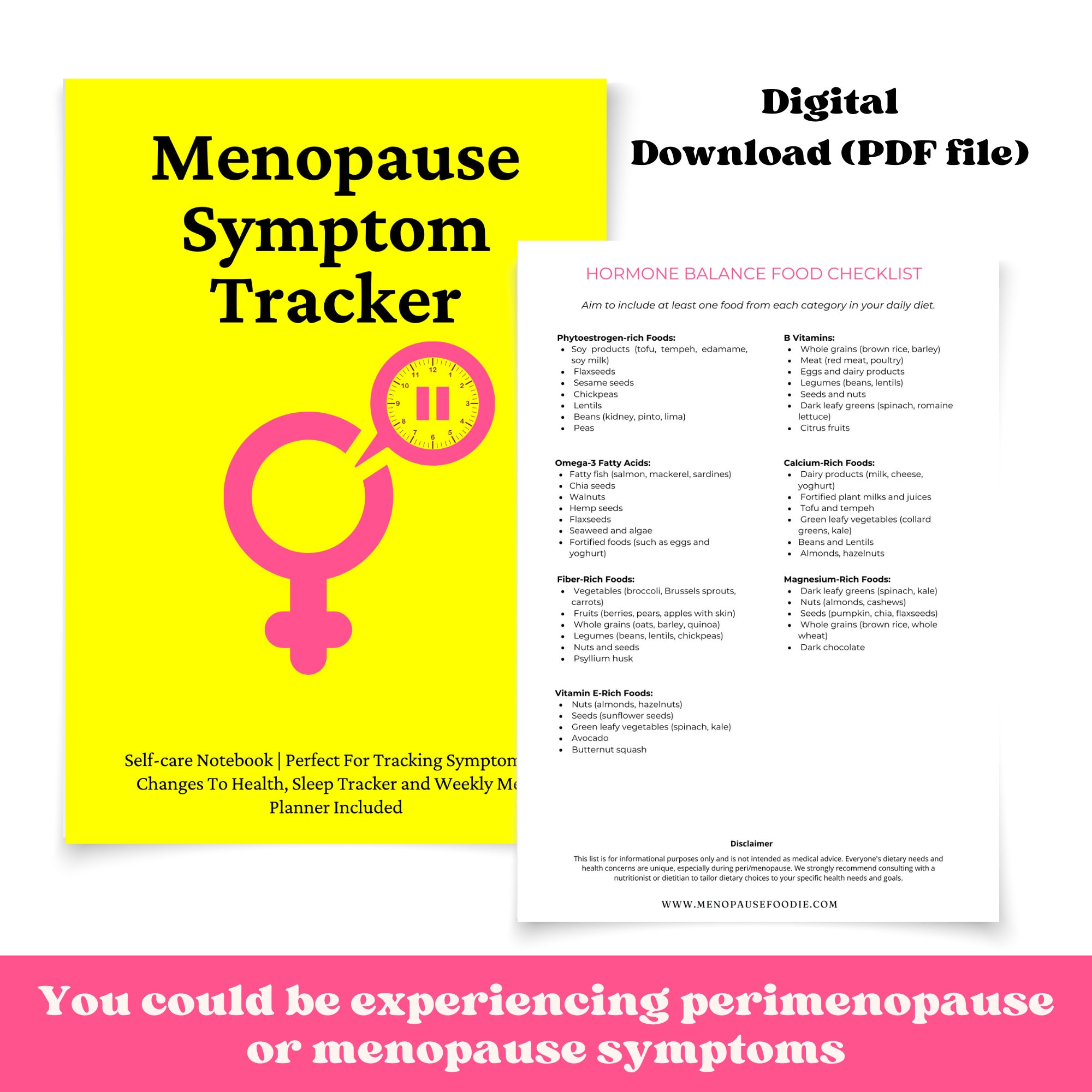 Menopause Perimenopause Symptom Tracker Incl. Weekly Meal Planner and ...