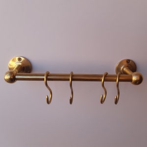 Unlacquered Brass Pot Rail With "s' Hooks,solid Brass Hanging Pot and ...