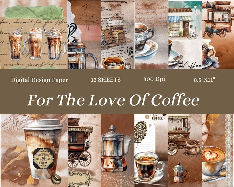For the Love of Coffee-themed Rustic Junk Journal, Victorian Digital ...