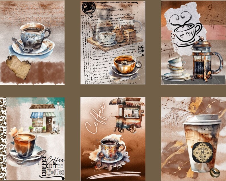 For the Love of Coffee-themed Rustic Junk Journal, Victorian Digital ...