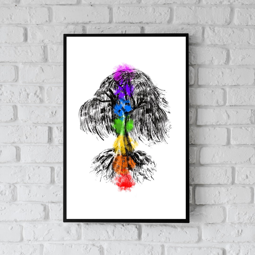 Willow Tree Spiritual Art Yoga Tree Printable Poster Willow Tree Chakra ...