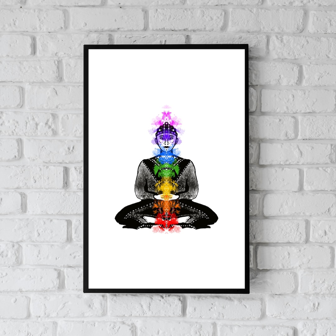 Meditation Monk Chakras Printable Wall Art Buddhist Meditator Poster ...