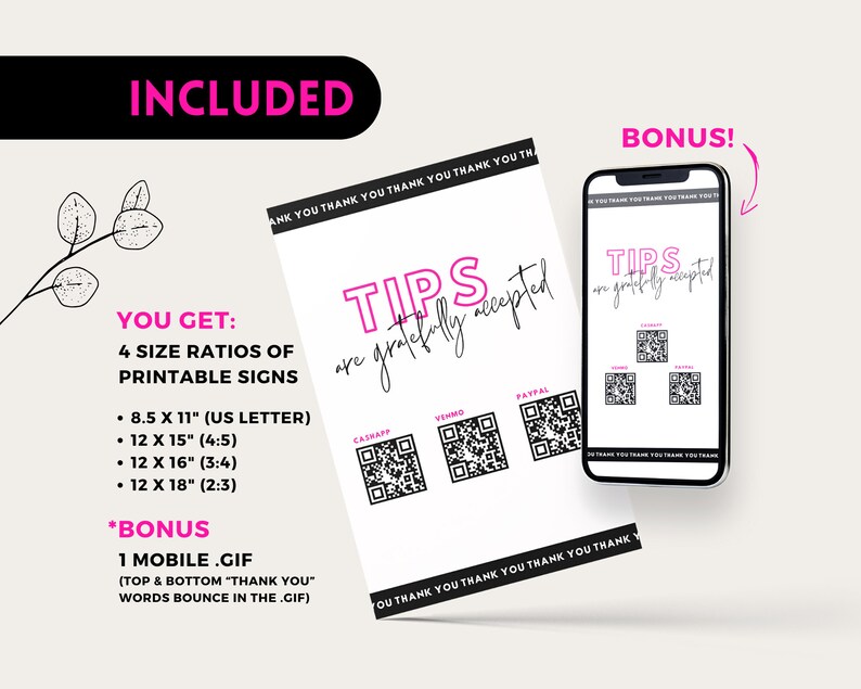 Virtual Tip Jar Printable Scan to Pay Tip Jar Signs Tips - Etsy