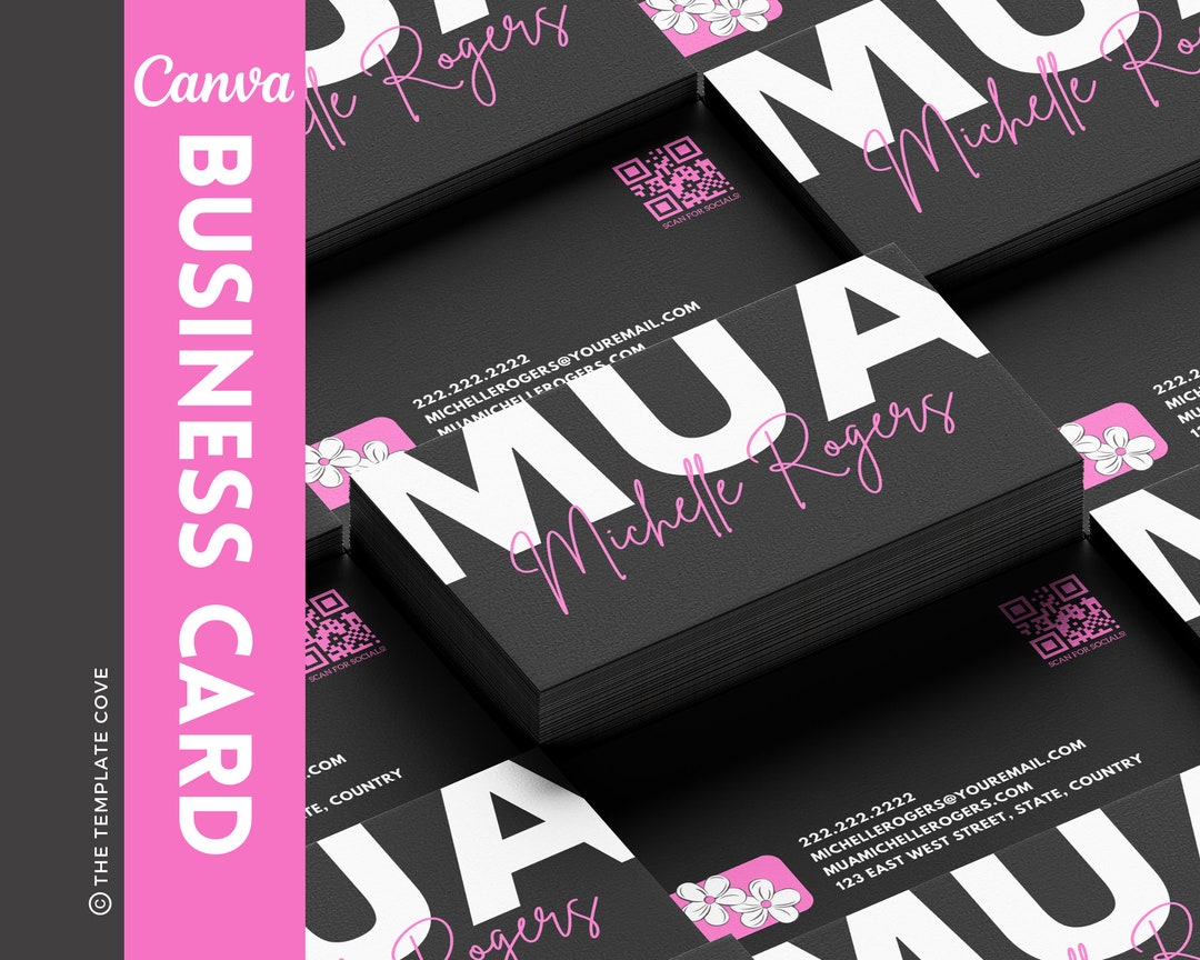 Customizable MUA Business Cards QR Business Card Double - Etsy