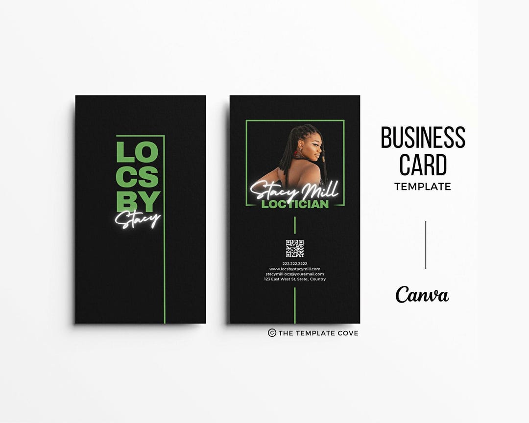 Loctician Business Card, DIY Glam Business Card Template, QR Code ...