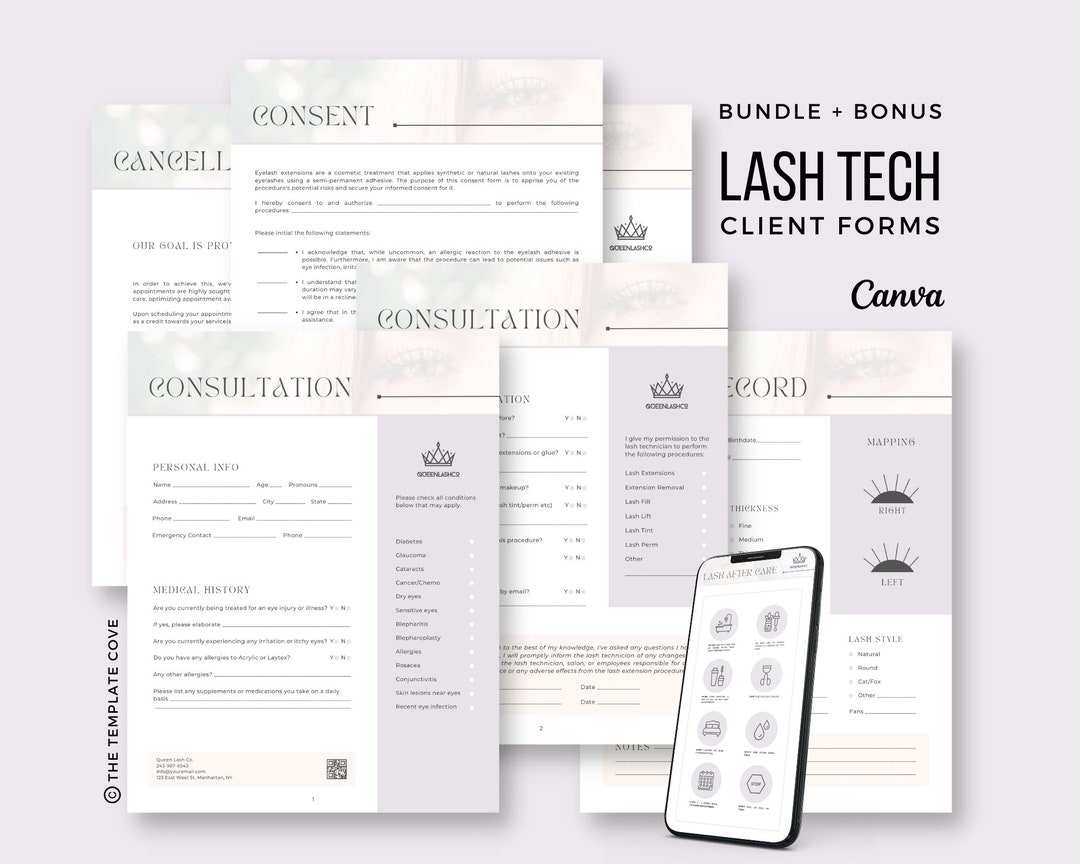 Lash Client Intake Forms, Lash Extension Consent Bundle, Lash ...