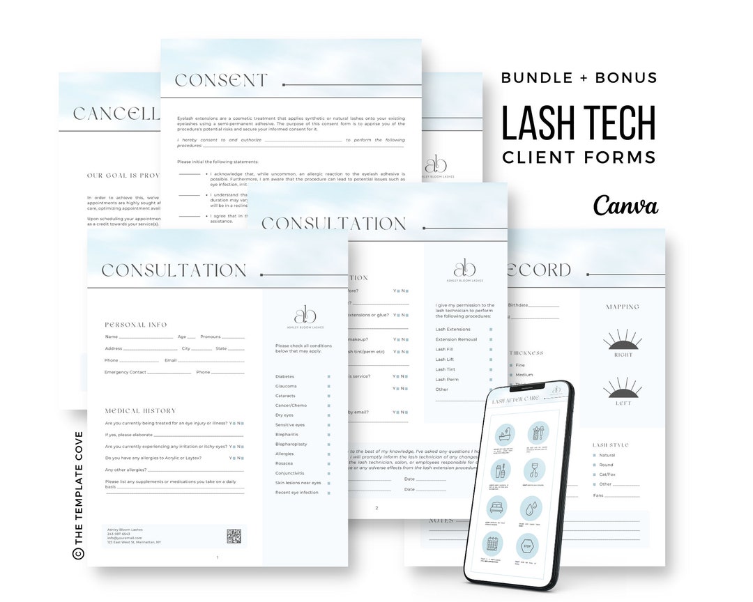 Lash Extension Consent Bundle, Client Intake Forms, Consent Form Lashes ...