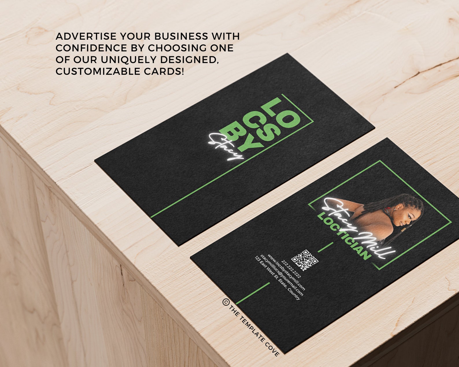 Loctician Business Card, DIY Glam Business Card Template, QR Code ...