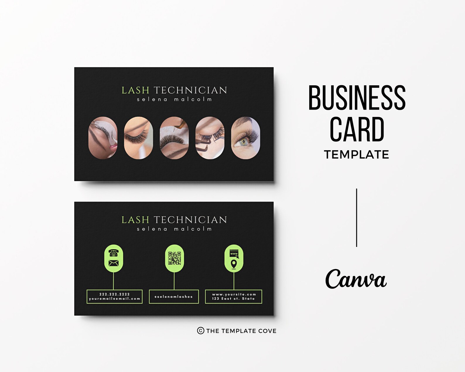 Editable Eyelash Business Cards, MUA Business Cards, QR Code Design ...