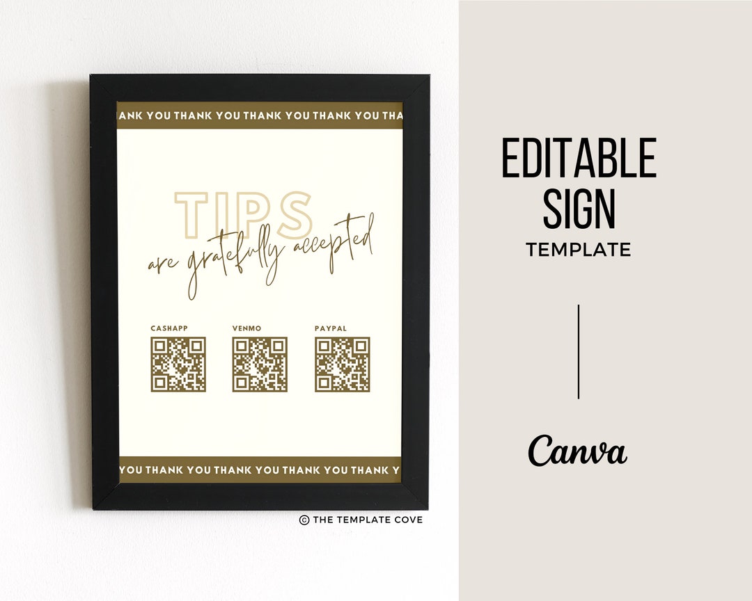 Scan to Pay Tip Jar Signs, Virtual Tip Jar Printable, Tip Sign, Tips ...