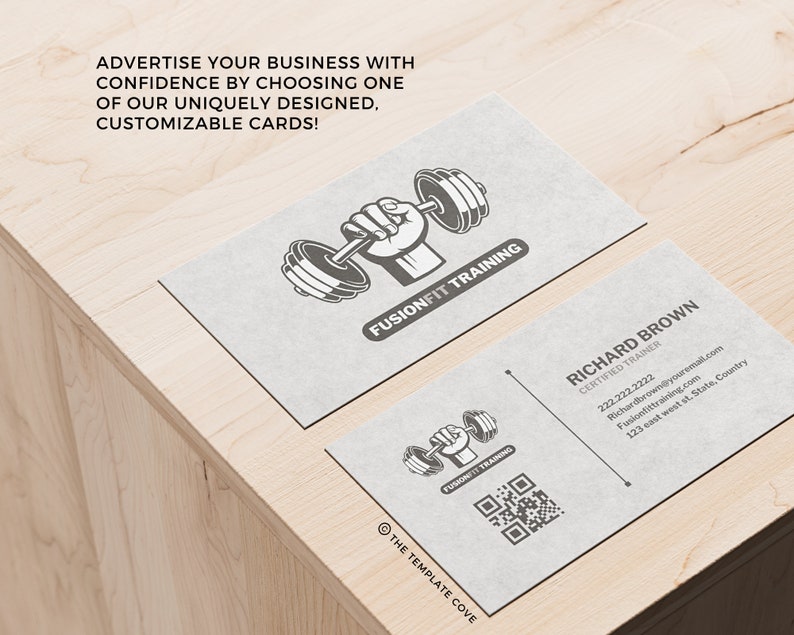 QR Business Card, DIY Gym Business Cards, Double Sided Card, Business ...