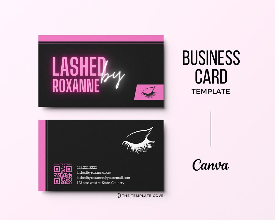 Editable Lashes Business Card, DIY MUA Business Cards, QR Code Design ...