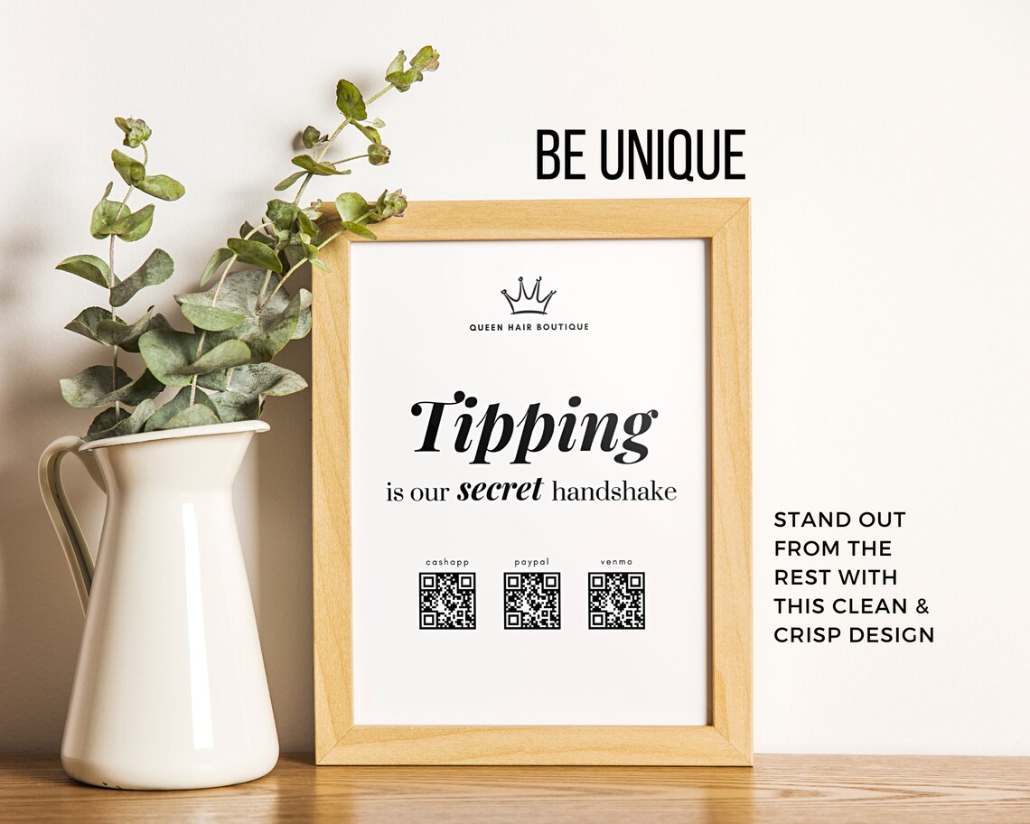 Virtual Tip Jar Printable, Scan to Pay Tip Jar Signs, Tips Appreciated ...