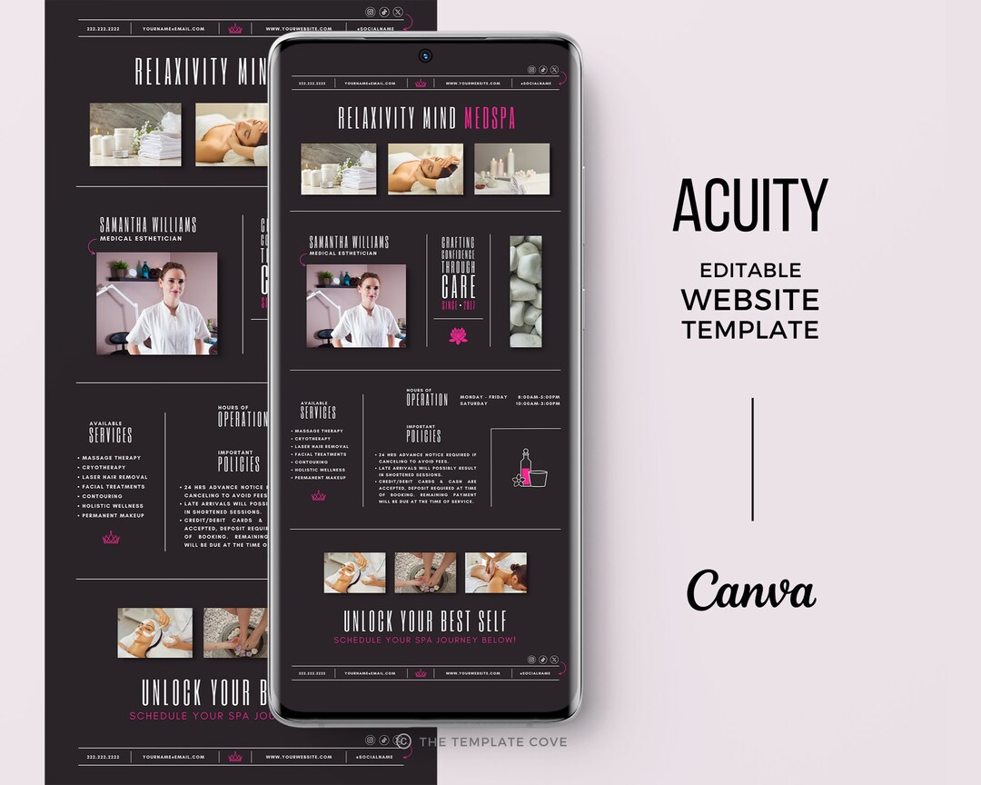 Canva Editable Acuity Medspa, Acuity Esthetician, MUA Acuity Booking ...