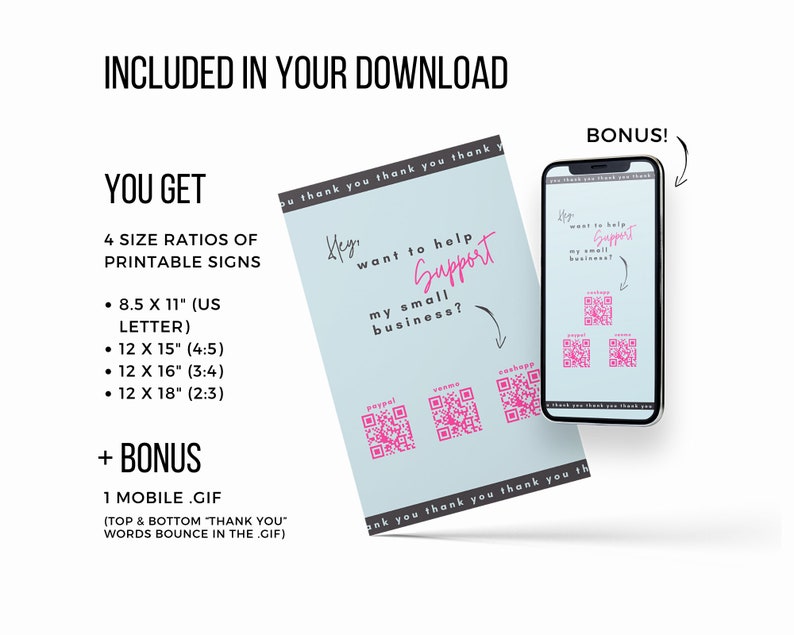 Tip Sign, Virtual Tip Jar Printable, Scan to Pay Tip Jar Sign, Tips ...