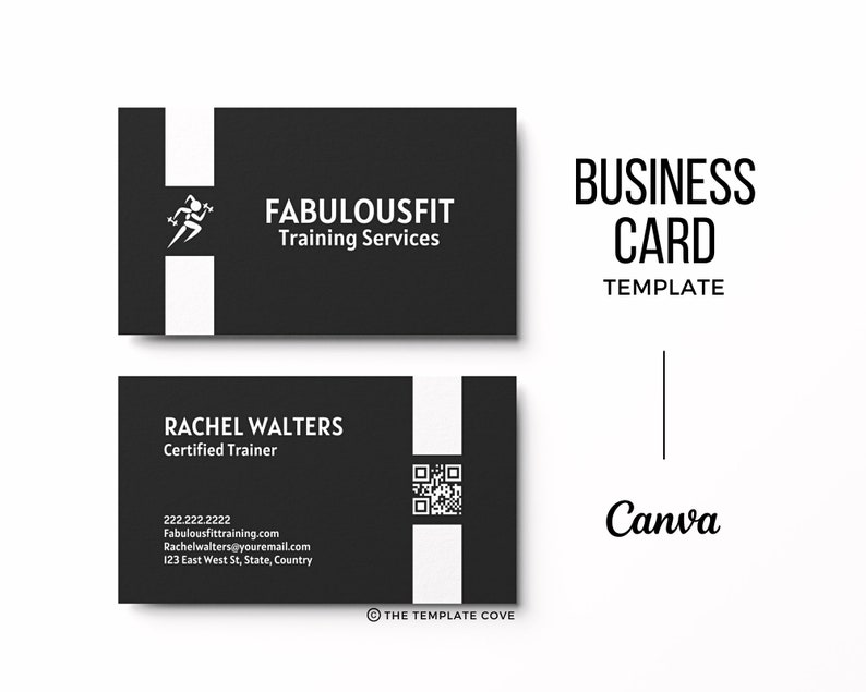 DIY Gym Business Cards, QR Code Design, Double Sided Card, Business ...