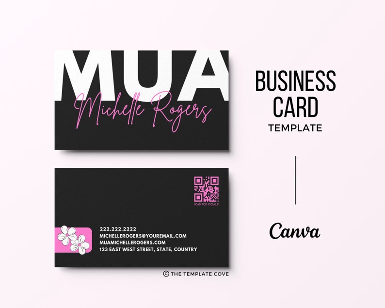 Customizable MUA Business Cards, QR Business Card, Double Sided Card ...