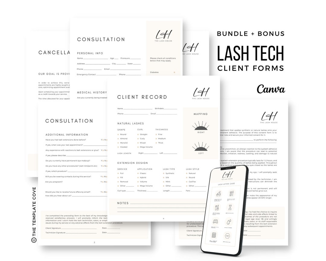 Lash Extension Consent Bundle, Client Intake Forms, Consent Form Lashes ...