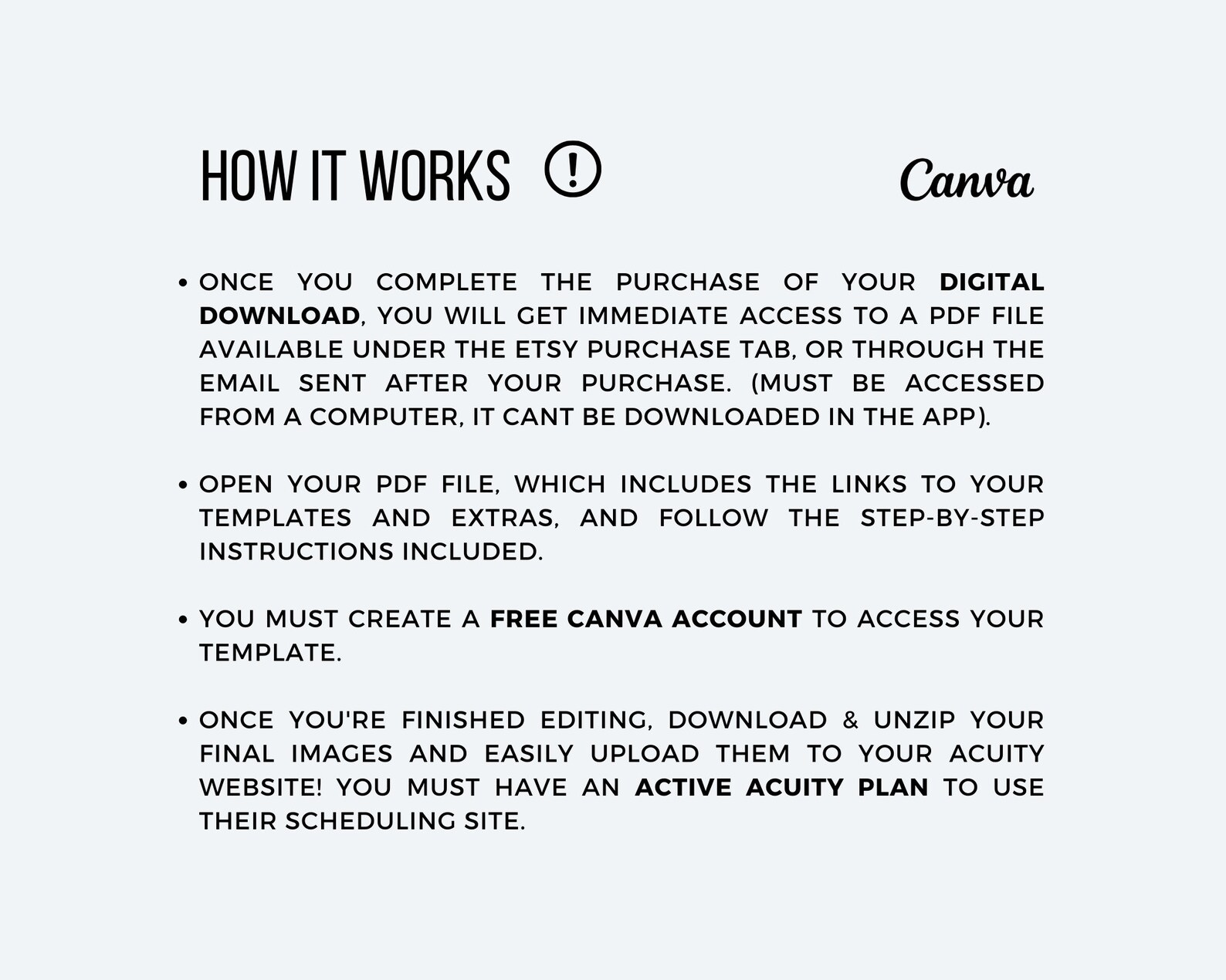 Canva Acuity Scheduling Layout, Acuity Template Photography, DIY Booking Site, Acuity Temp ...