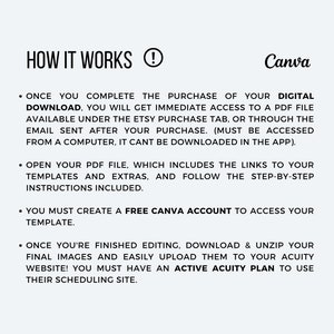 Canva Acuity Scheduling Layout, Acuity Template Photography, DIY Booking Site, Acuity Temp ...