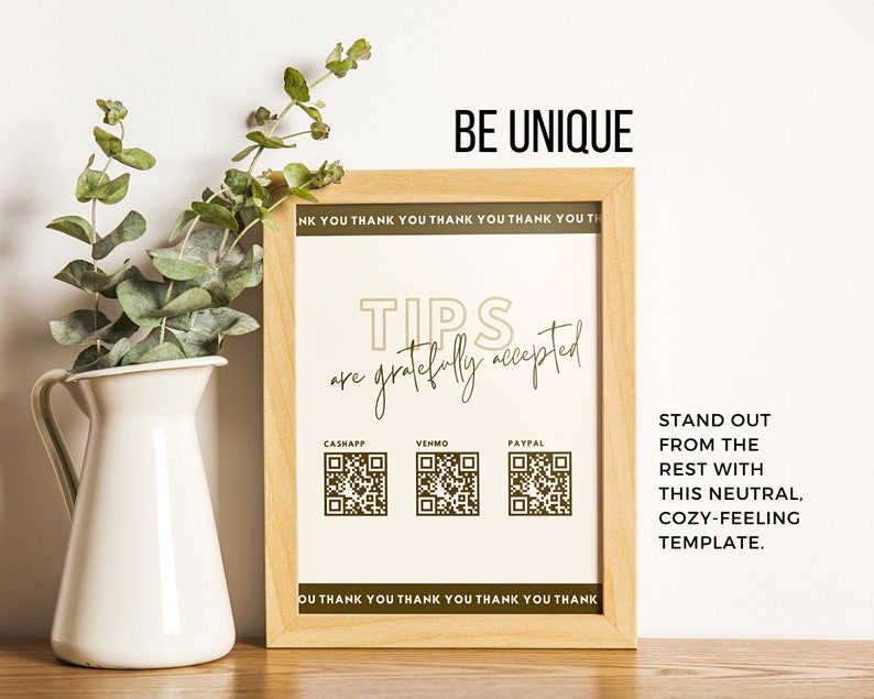 Scan to Pay Tip Jar Signs, Virtual Tip Jar Printable, Tip Sign, Tips ...