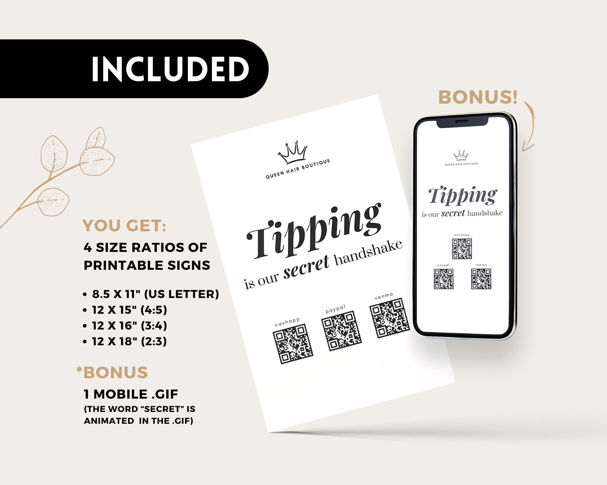 Virtual Tip Jar Printable Scan to Pay Tip Jar Signs Tips - Etsy