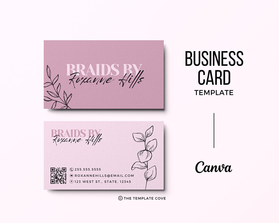 Editable Braider Business Cards, QR Business Card, Double Sided Card ...