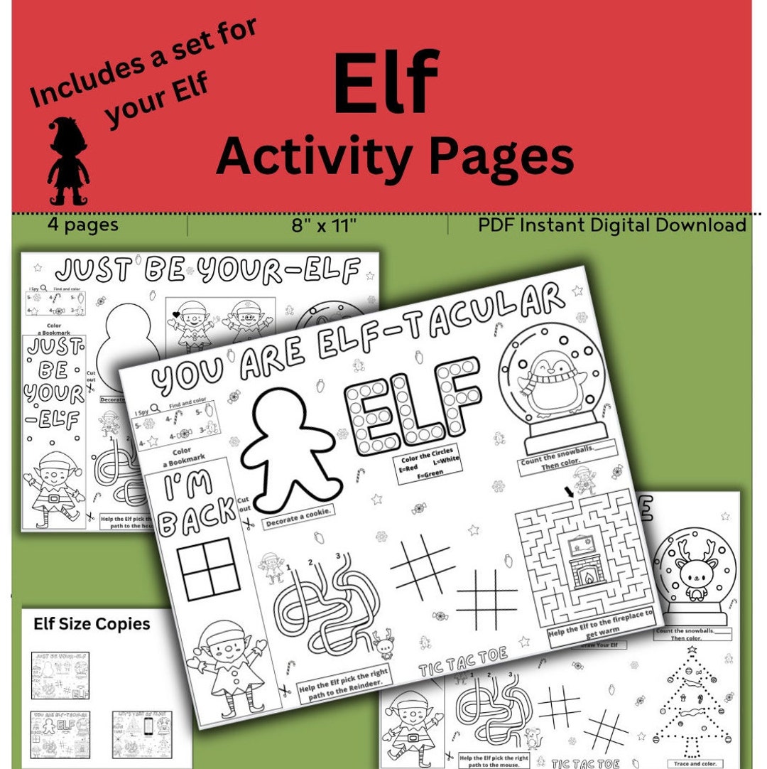 Elf Activity Pages DIGITAL DOWNLOAD // Printable Activity // Christmas ...