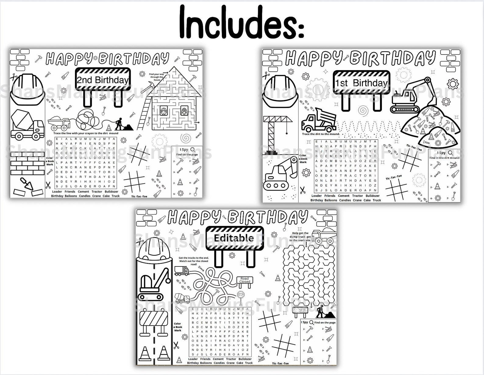 Construction Activity Coloring Pages DIGITAL DOWNLOAD // Printable ...