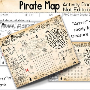Treasure Map Pirate Map Activity Page DIGITAL DOWNLOAD // - Etsy