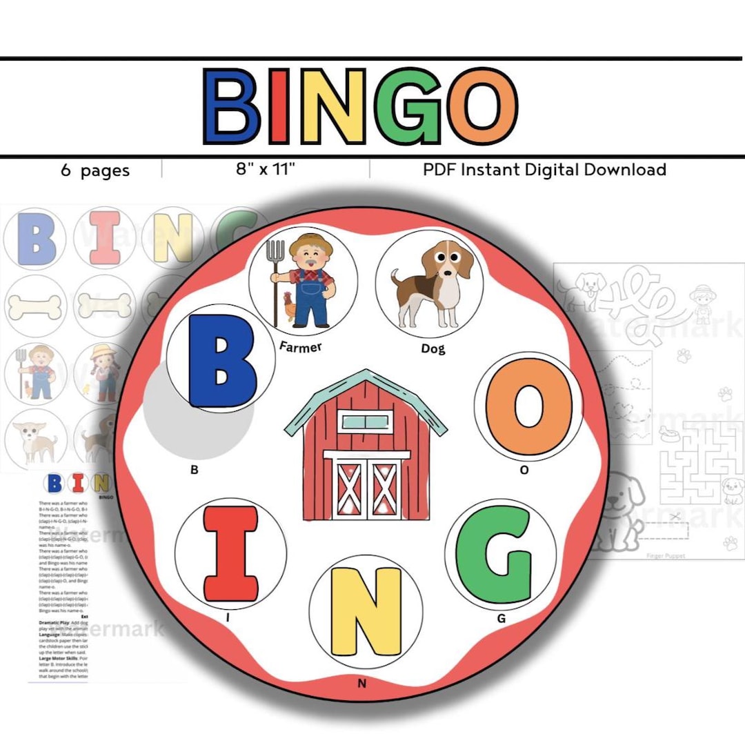 BINGO Song Circle Activity Digital Download // Sequencing //preschool ...